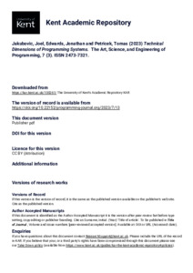 Technical Dimensions of Programming Systems - Kent Academic Repository